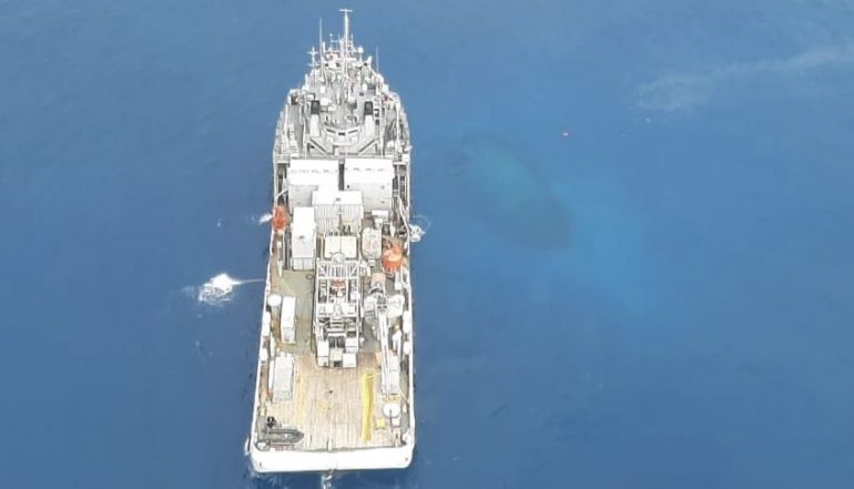 INS Nireekshak in Mauritius to locate a sunken Tug assisting MV Wakashio