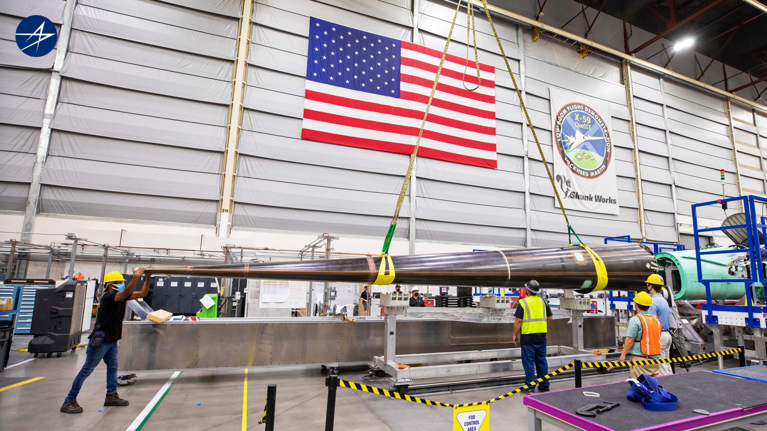 The US shows a prototype of the Lockheed Martin X-59 QueSST supersonic ...